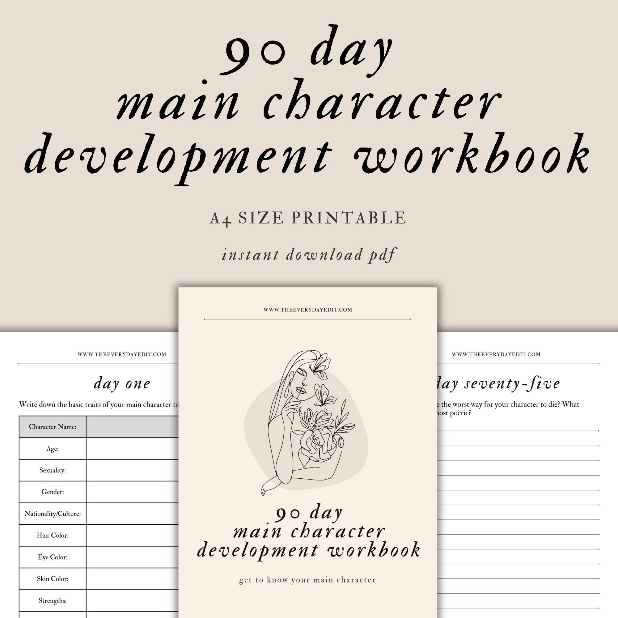 90 Day Main Character Development Workbook Printable, Character Profile ...