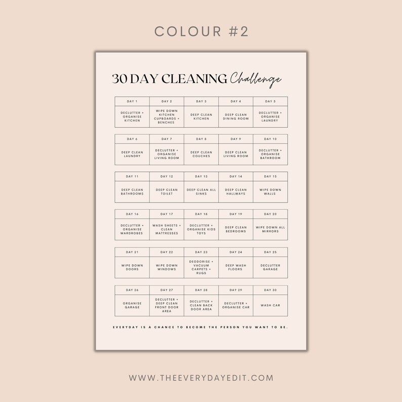30 Day Cleaning Challenge Printable, Cleaning Planner, Cleaning ...