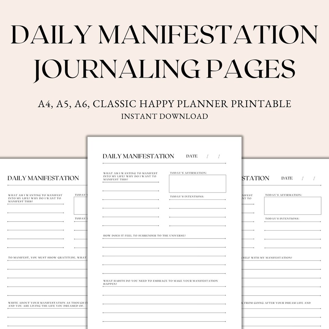 Daily Manifestation Journaling Pages Printable, Manifestation Journal ...