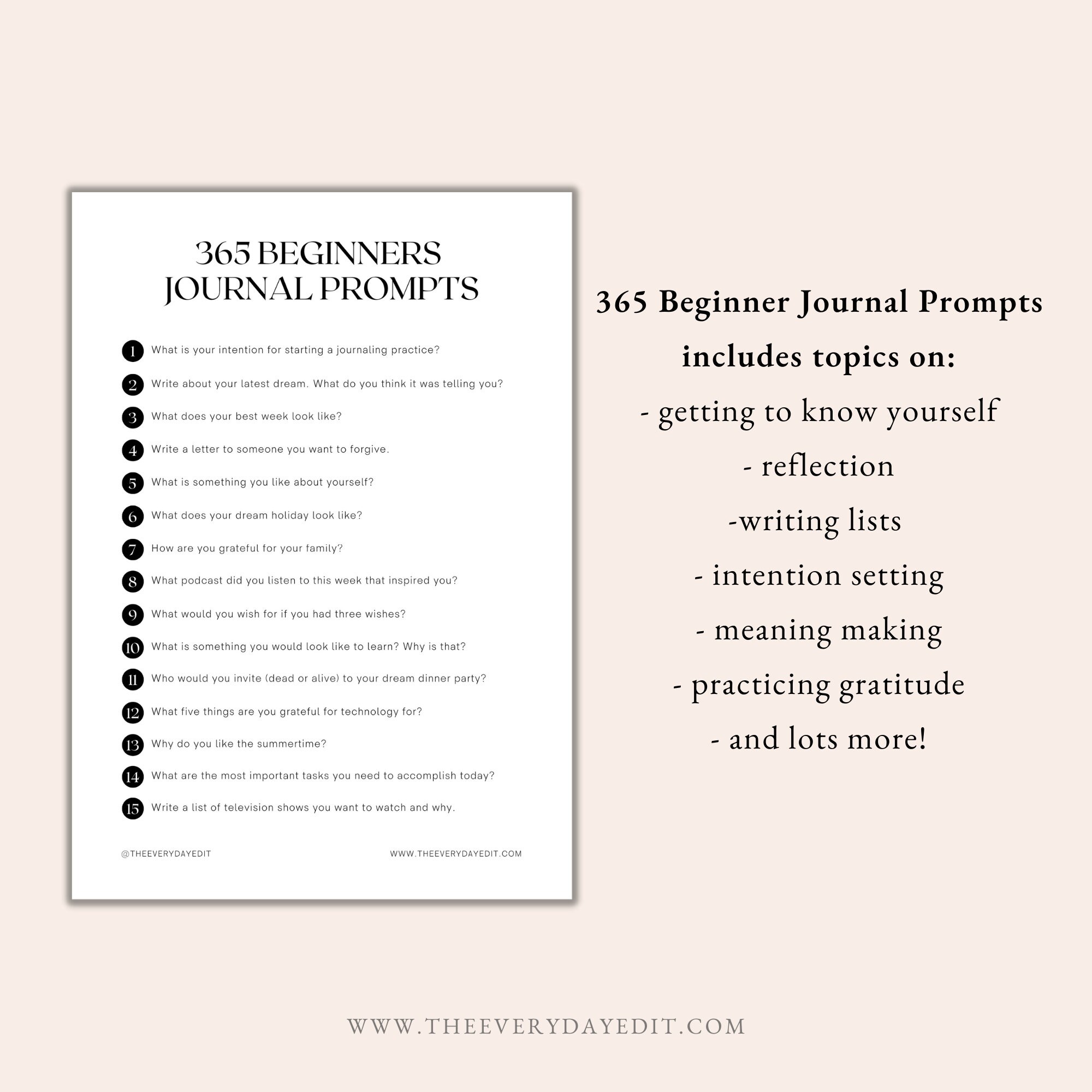 List of Journal Prompts Printable, Self Discovery Journal, Beginner ...