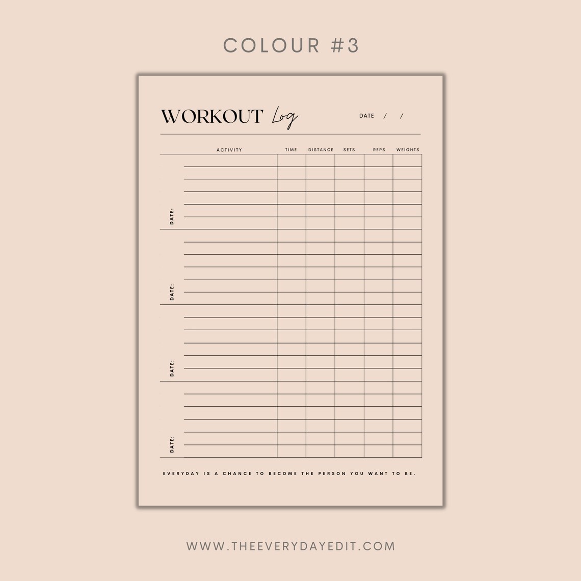 Workout Log Printable, Workout Planner Printable, Fitness Planner ...