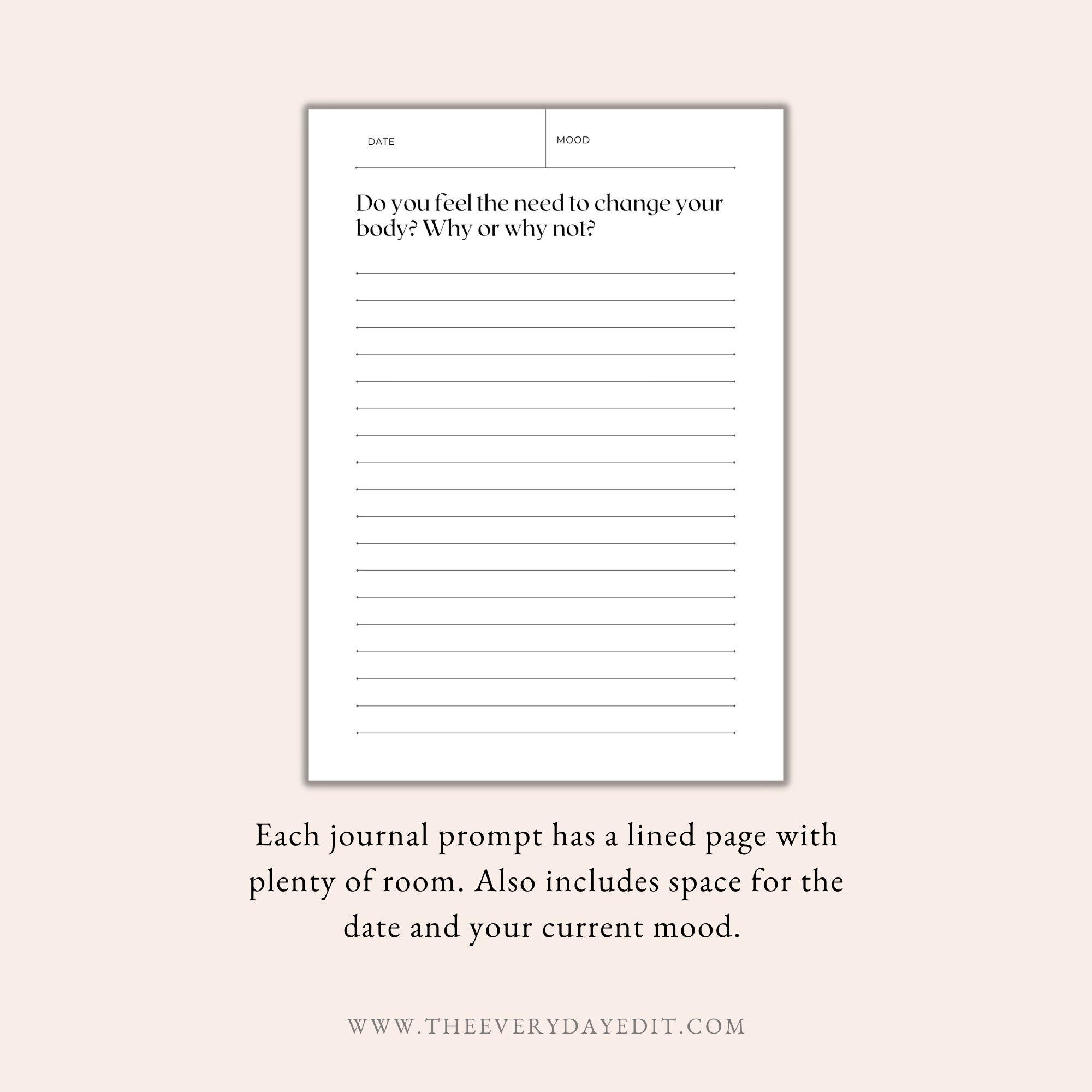 The Body Love Journal Printable, Body Image Journal Prompts, Journaling ...