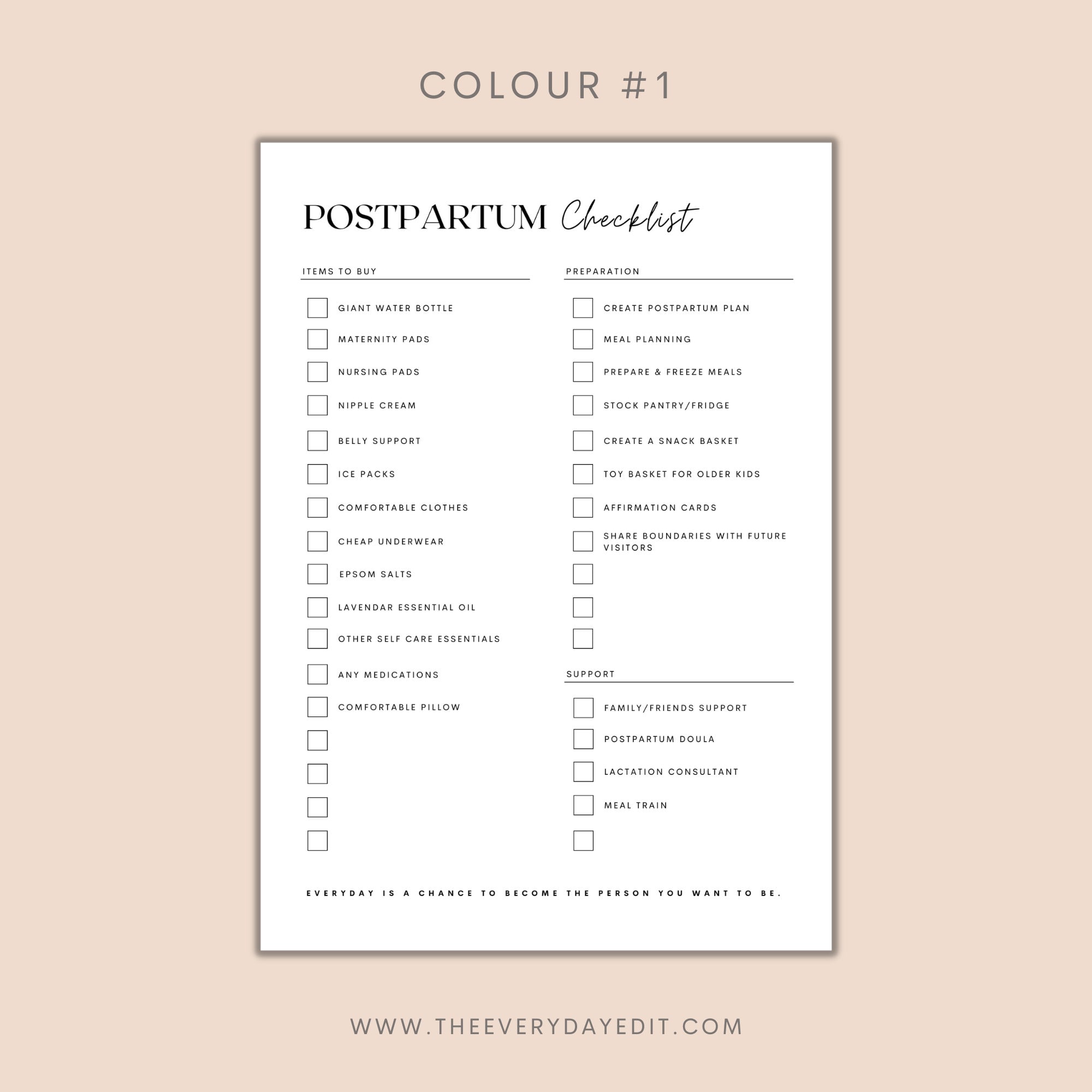 Postpartum Checklist Printable, Postpartum Planner Printable, Pregnancy ...