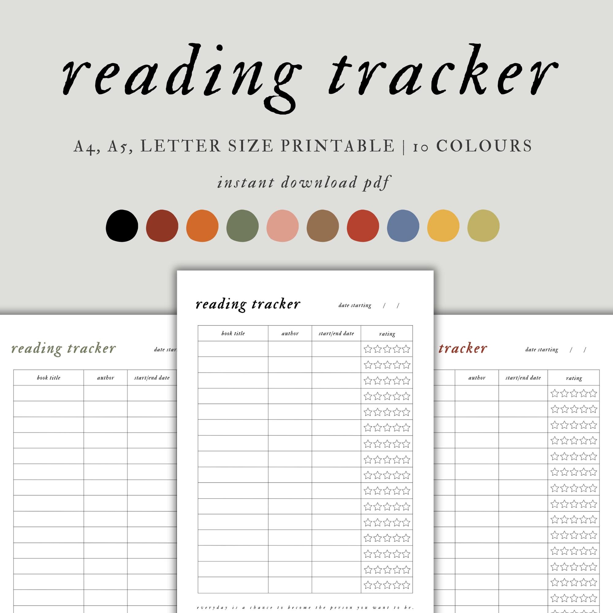 Reading Tracker Printable, Reading Planner, Reading Journal, Book ...