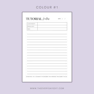 Tutorial Notes Tracker Printable, College Tutorial Notes, Lined Note ...