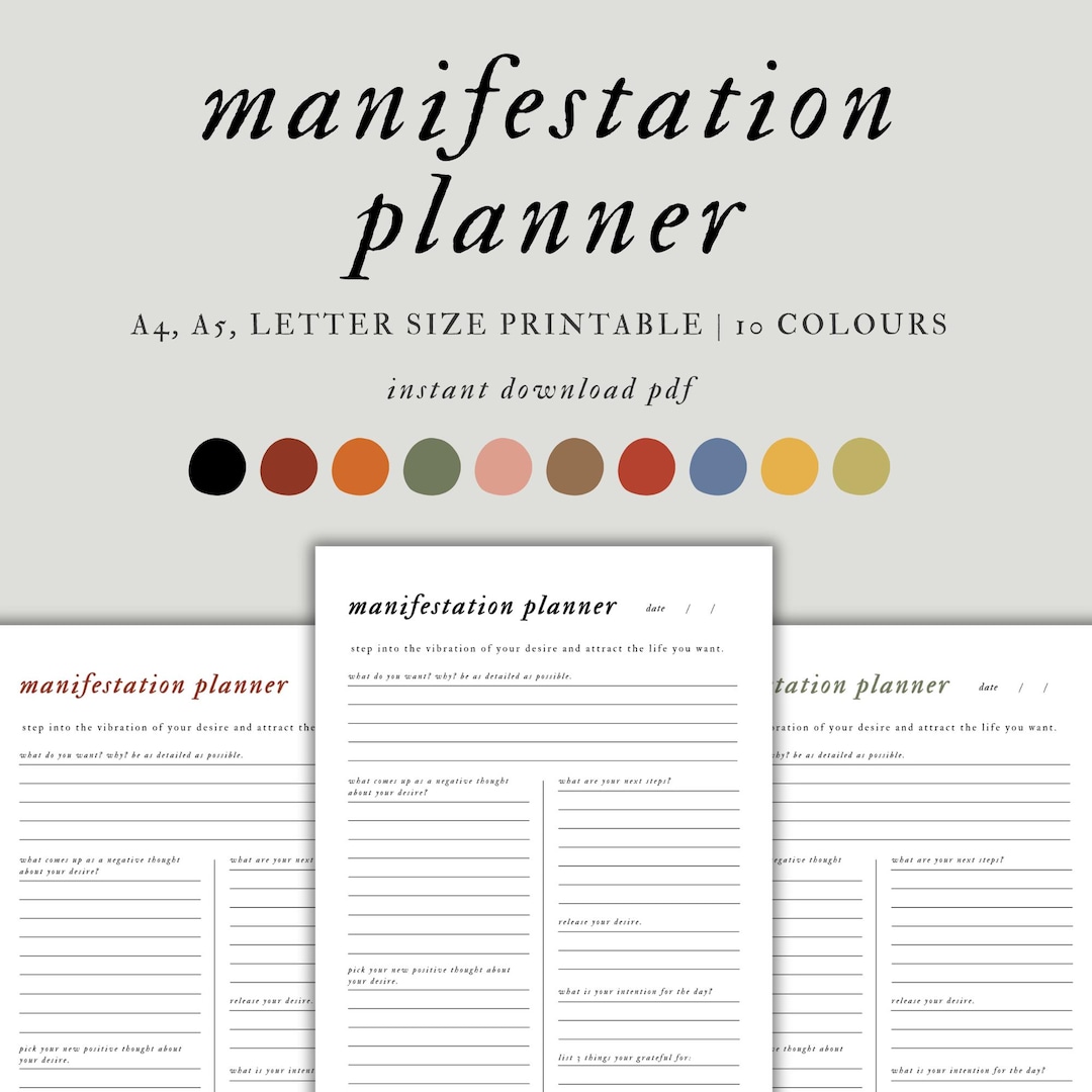 Daily Manifestation Planner Printable, Manifestation Tracker, Daily ...