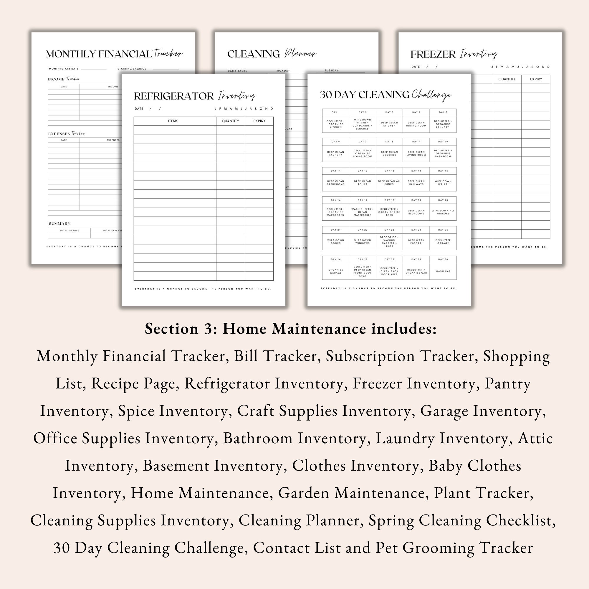 Ultimate Life Planner Printable Bundle, Minimalist Planner, Home ...