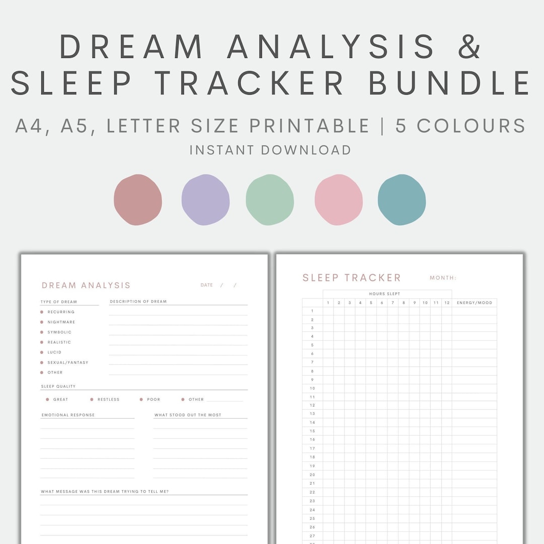 Dream Analysis & Sleep Tracker Printable Bundle, Dream Journal ...