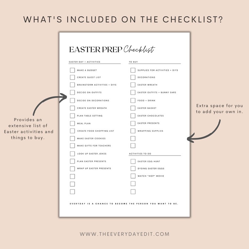 Easter Preparation Checklist Printable, Easter Planner Printable ...