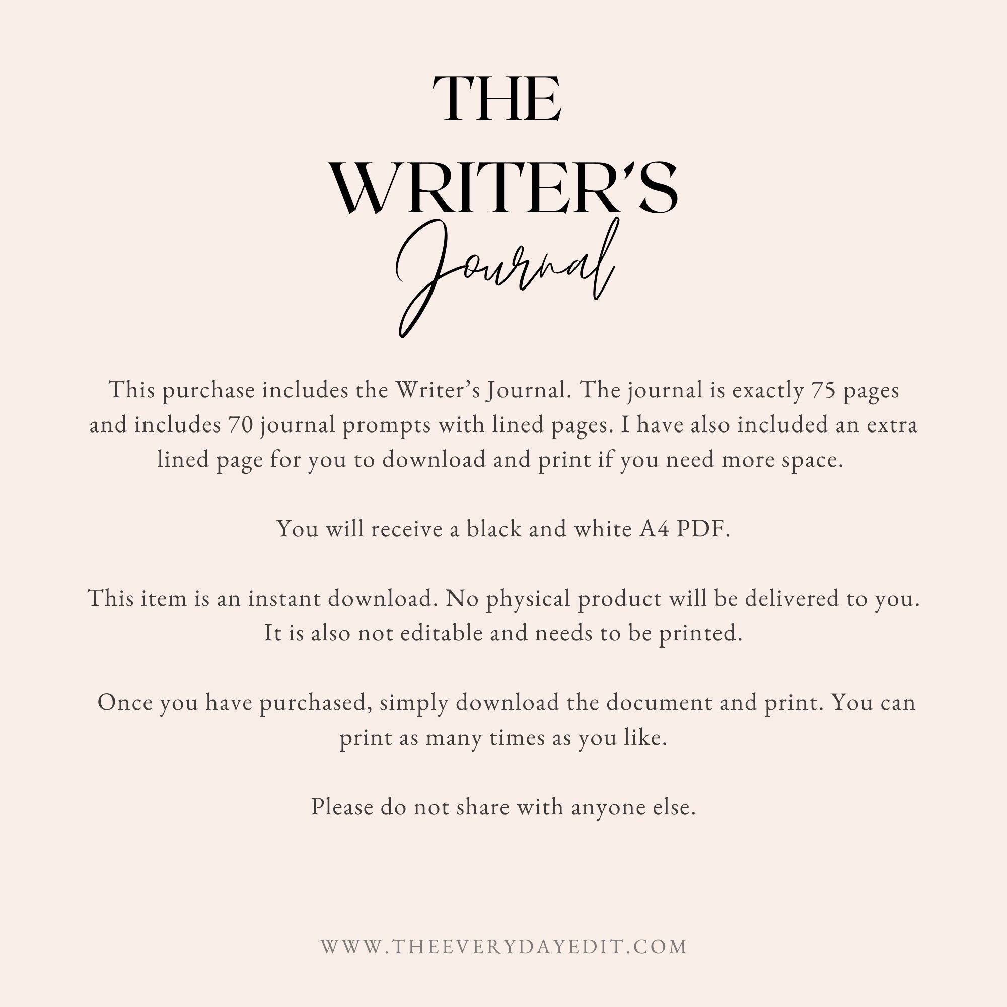 The Writer's Journal Printable, Writing Journal Prompts, Journaling ...