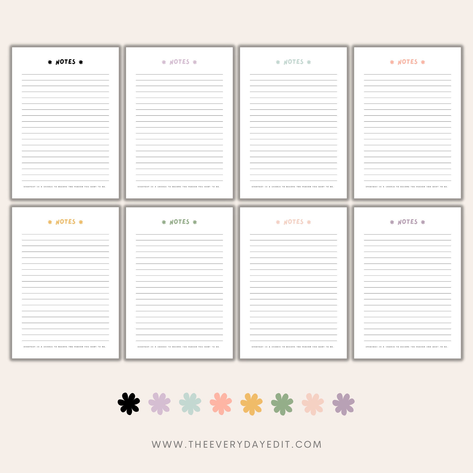 Notes Page Printable, Printable Note Paper, Lined Page, Lined Paper ...
