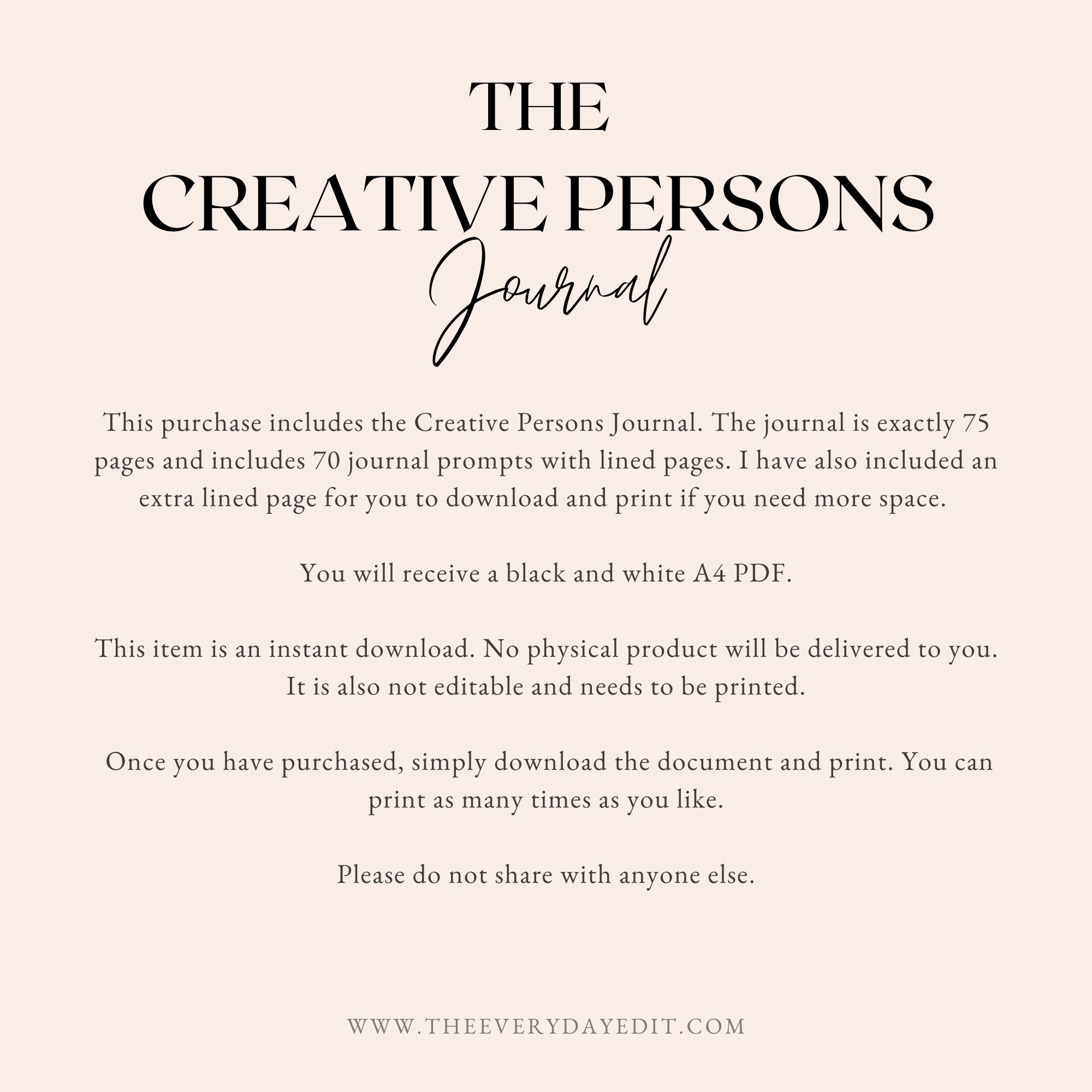 The Creative Persons Journal Printable, Creativity Journal Prompts ...