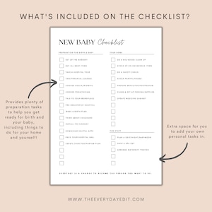 New Baby Checklist Printable, Baby Planner Printable, Newborn Checklist ...