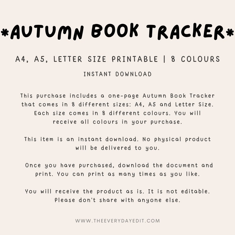 Autumn Book Tracker Printable Book List Tracker Reading - Etsy Australia