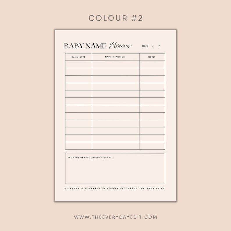Baby Name Planner Printable, Baby Name Tracker, Baby Name Ideas ...