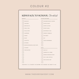 Kids Back to School Checklist Printable, Back to School Planner ...