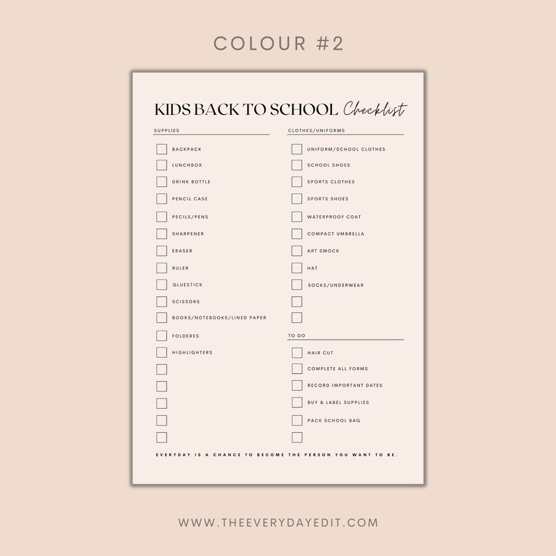 Kids Back to School Checklist Printable, Back to School Planner ...