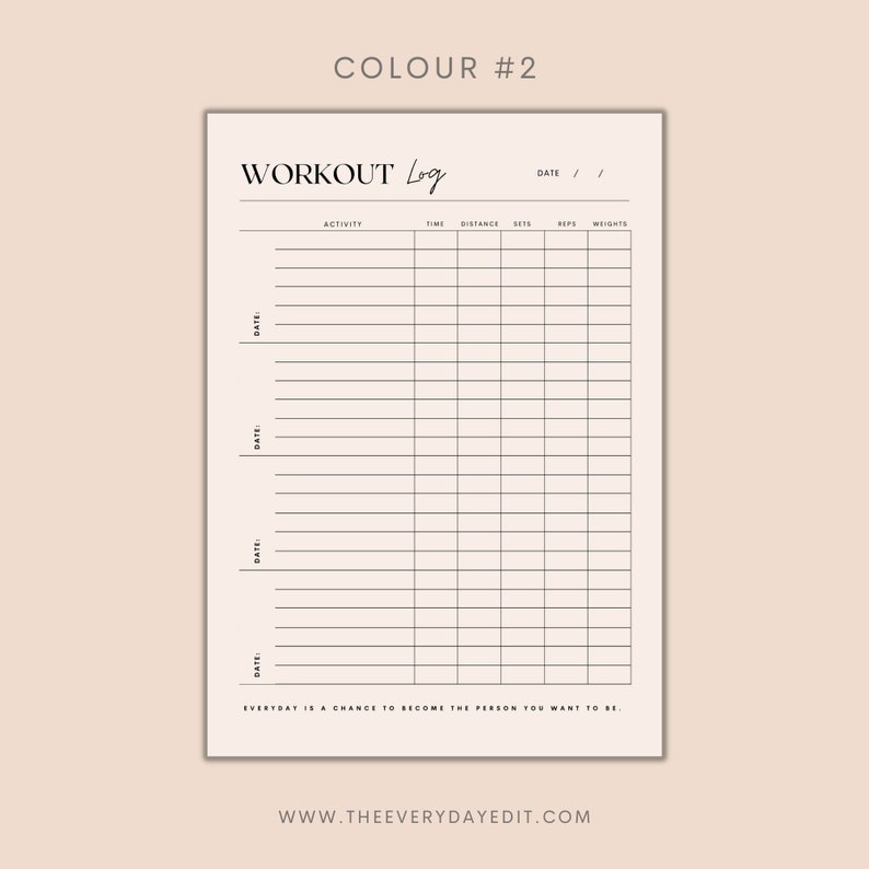 Workout Log Printable, Workout Planner Printable, Fitness Planner ...