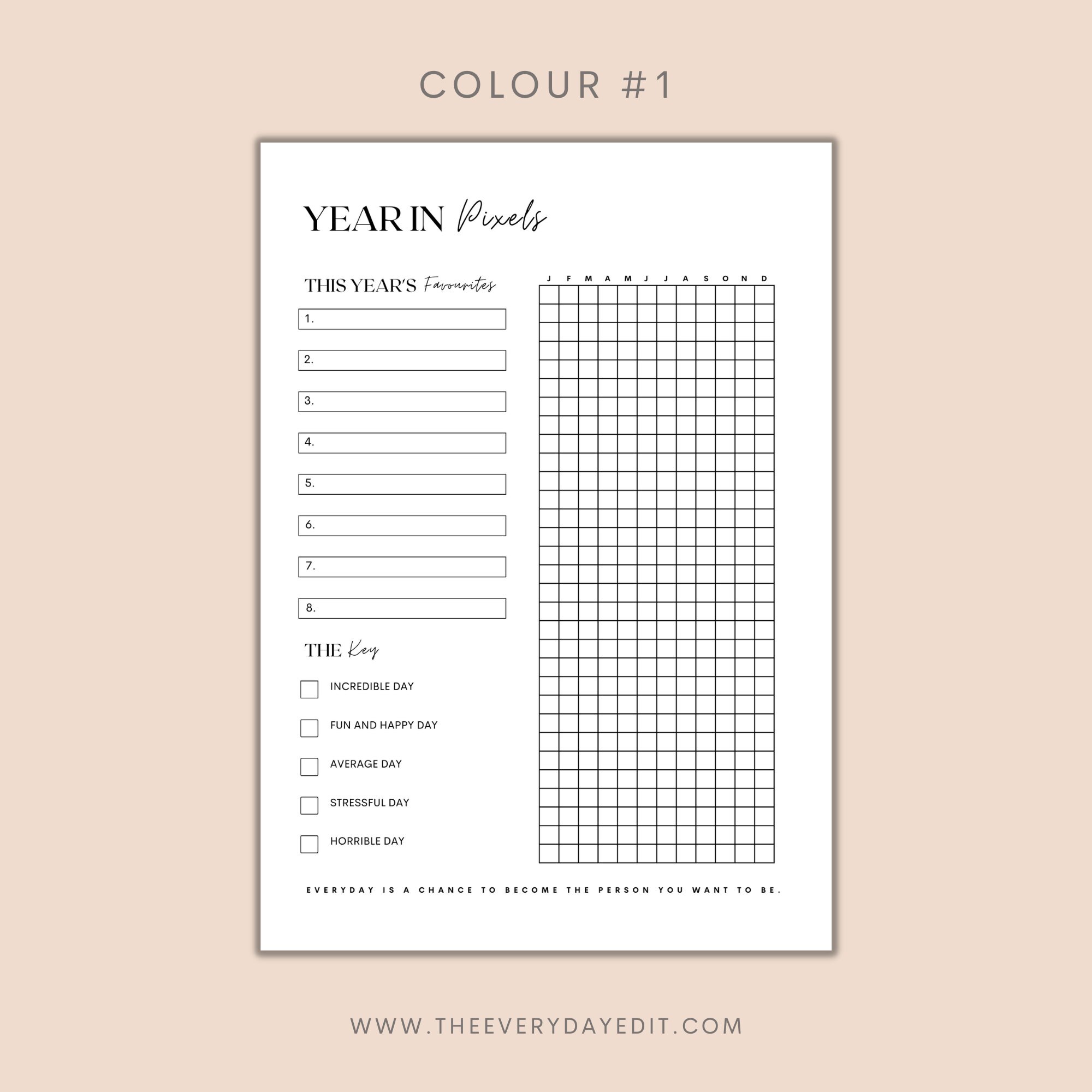 Year in Pixels Tracker Printable Undated Planner Undated - Etsy Australia