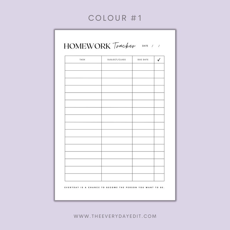 Homework Tracker Printable, School Planner Printable, Assignment Planner, Homework Planner ...
