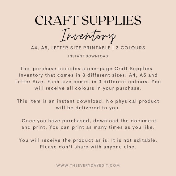 Craft Supplies List