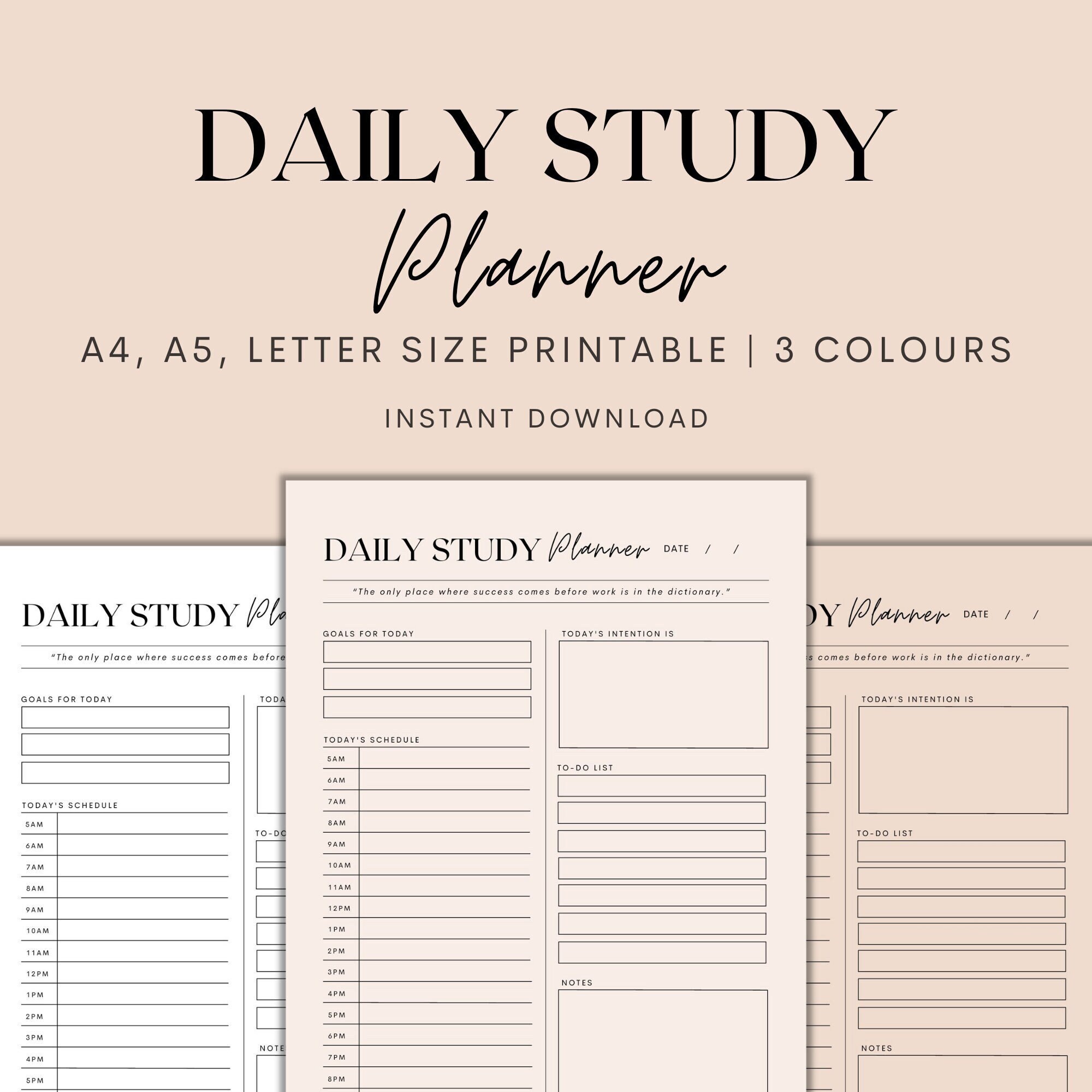 Daily Study Planner Printable, Student Planner, School Planner ...