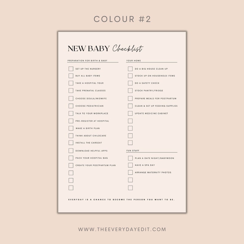 New Baby Checklist Printable, Baby Planner Printable, Newborn Checklist ...