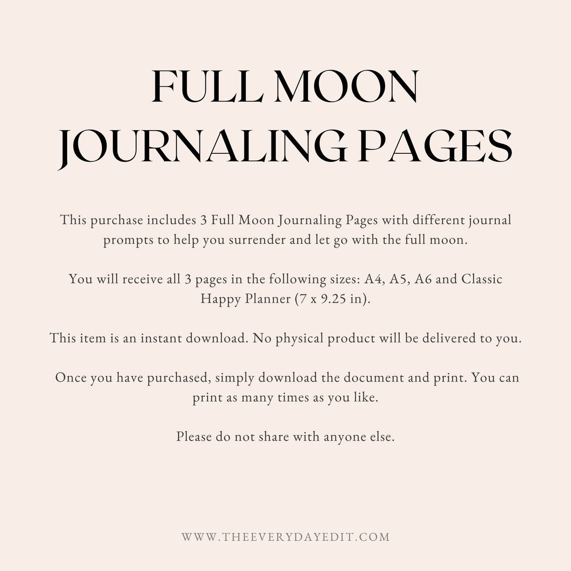 Full Moon Journaling Pages Printable, Journal Prompts, Moon Phases ...