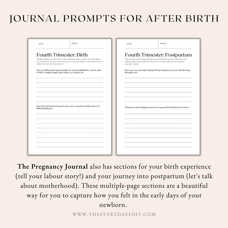 Pregnancy Journal Printable, Pregnancy Diary, Bump to Baby Book ...