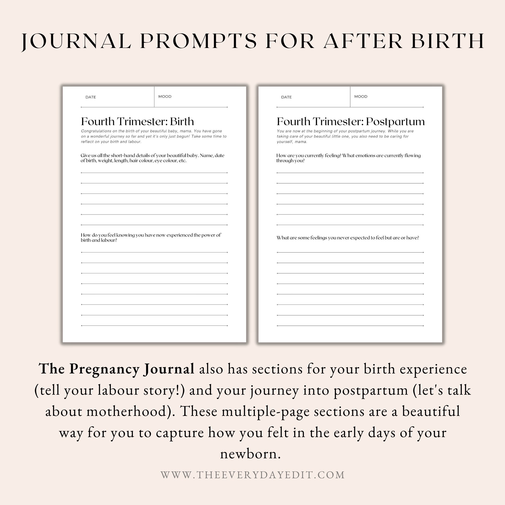 Pregnancy Journal Printable, Pregnancy Diary, Bump to Baby Book ...