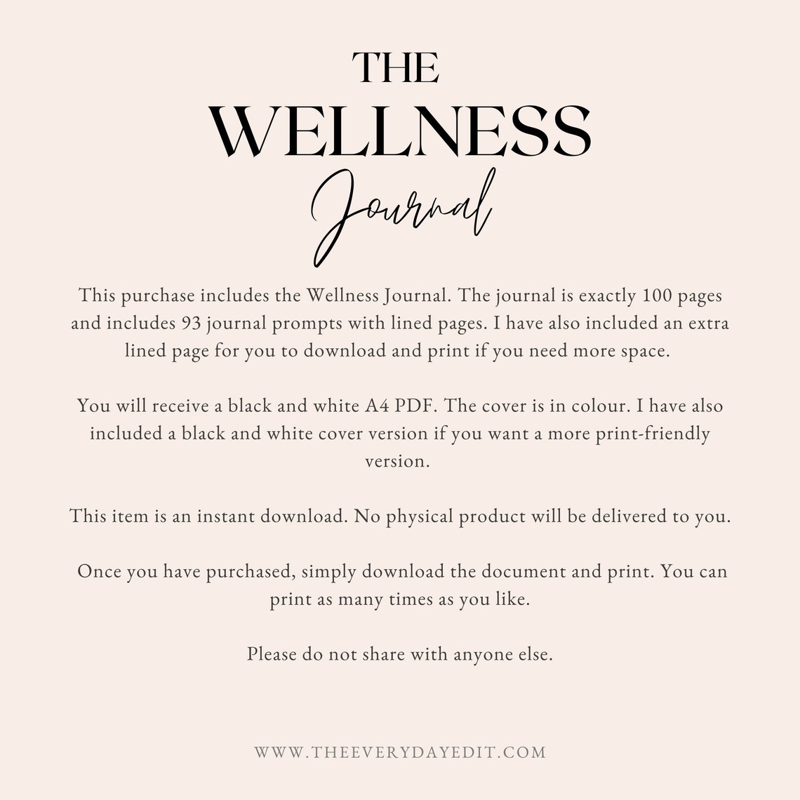 The Wellness Journal Printable, Wellness Journal Prompts, Wellness ...