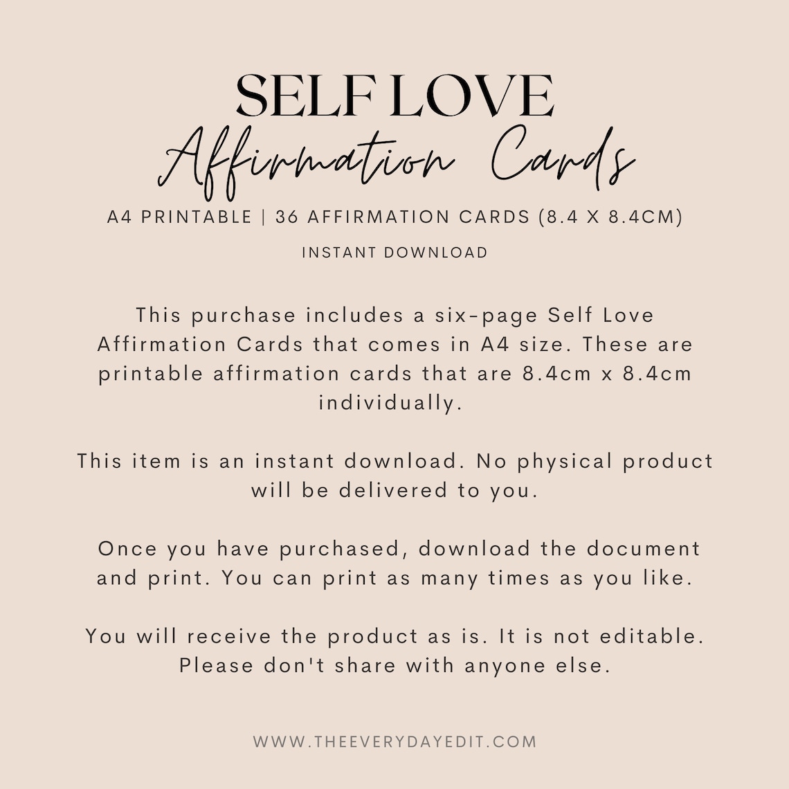 Self Love Affirmation Cards Printable Affirmation Card Deck - Etsy ...