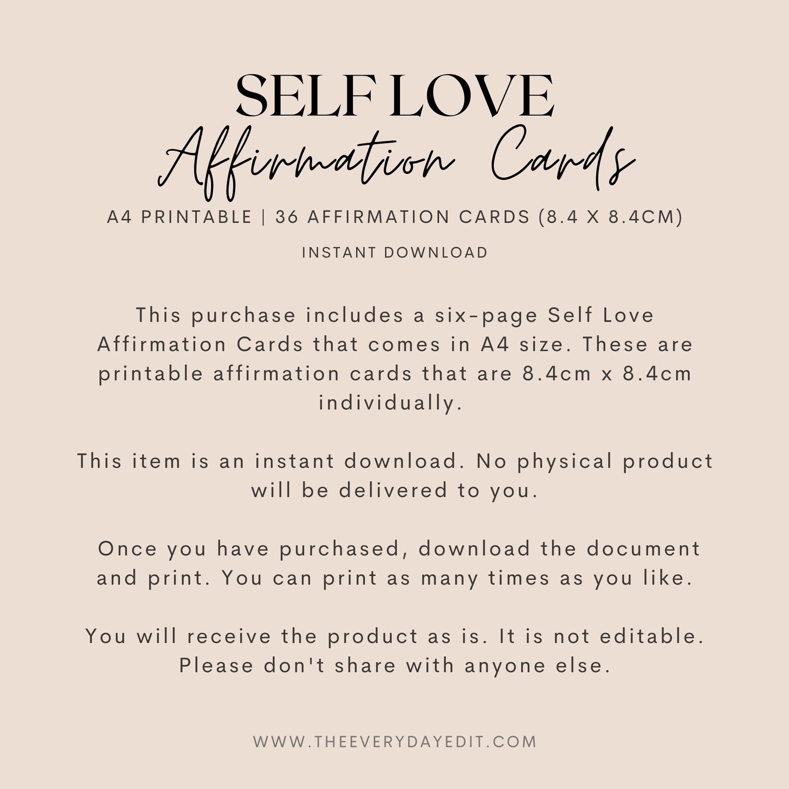Self Love Affirmation Cards Printable Affirmation Card Deck - Etsy ...