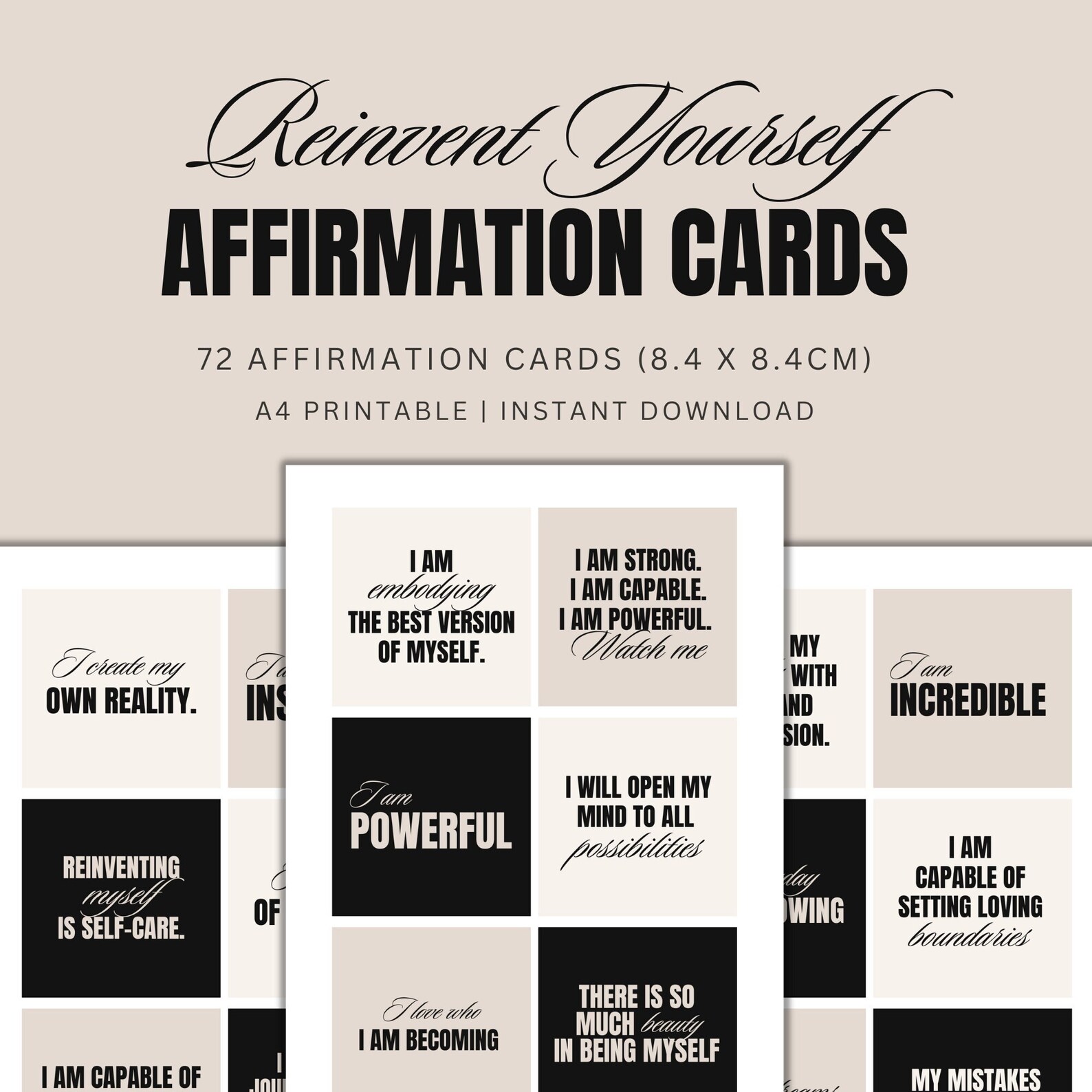 Reinvent Yourself Affirmation Cards Printable, Printable Affirmation ...