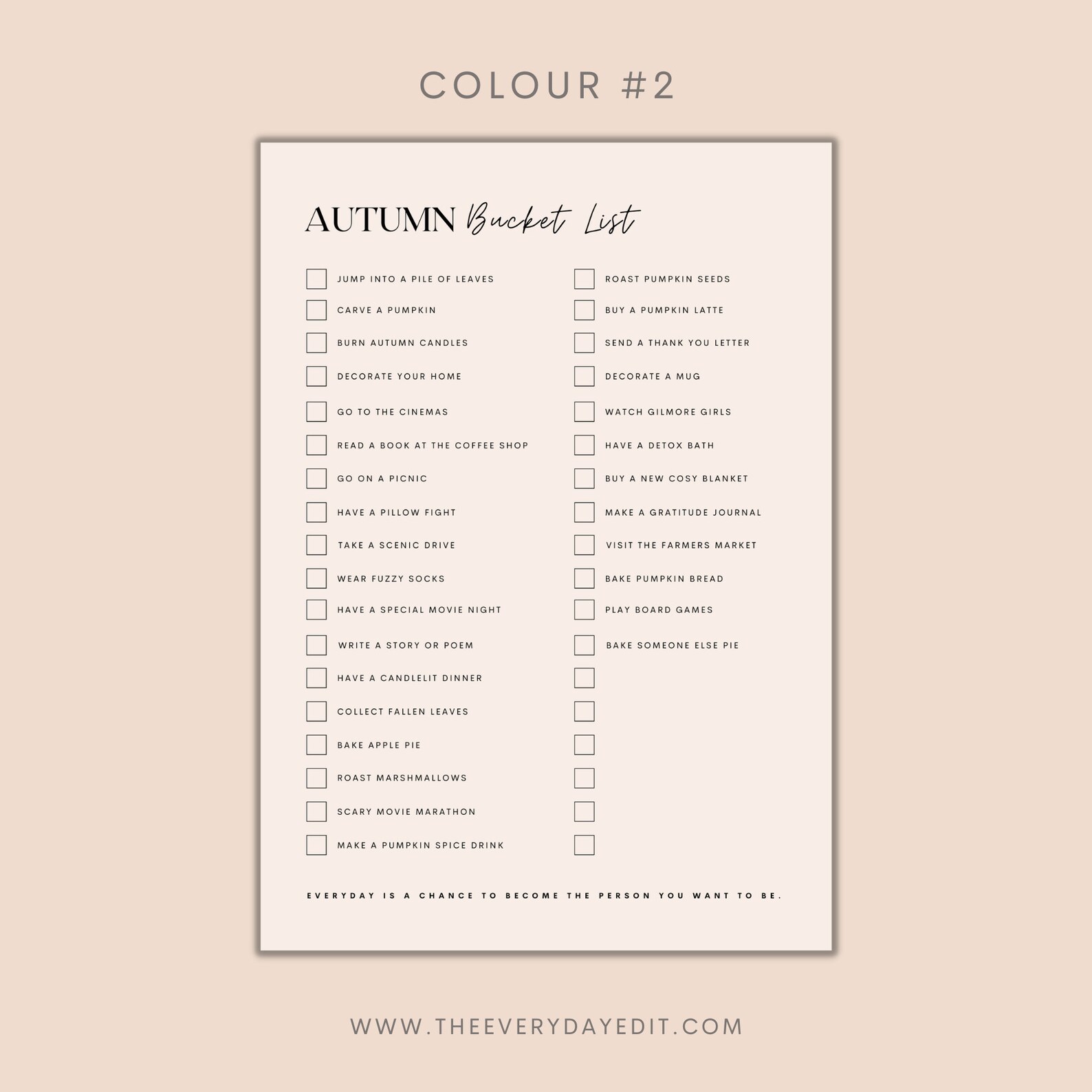 Seasonal Bucket List Printable, Spring Bucket List, Summer Bucket List ...