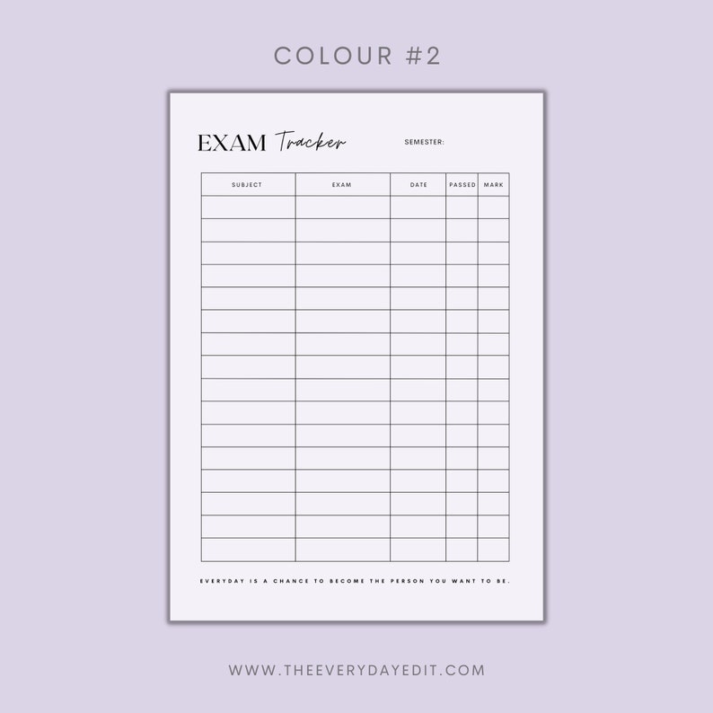 Exam Tracker Printable, Assessment Tracker Sheet, University Planner ...