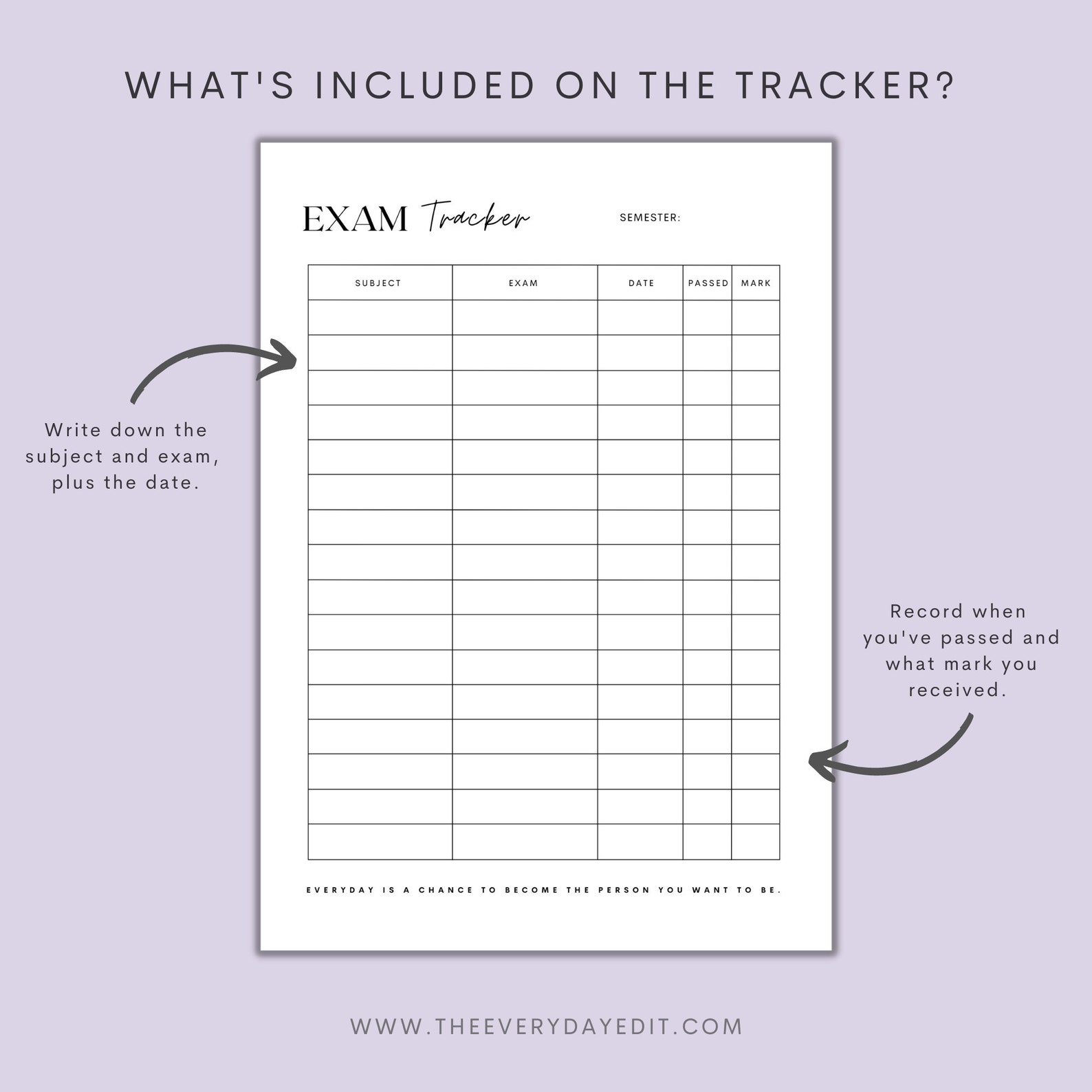 Exam Tracker Printable, Assessment Tracker Sheet, University Planner ...