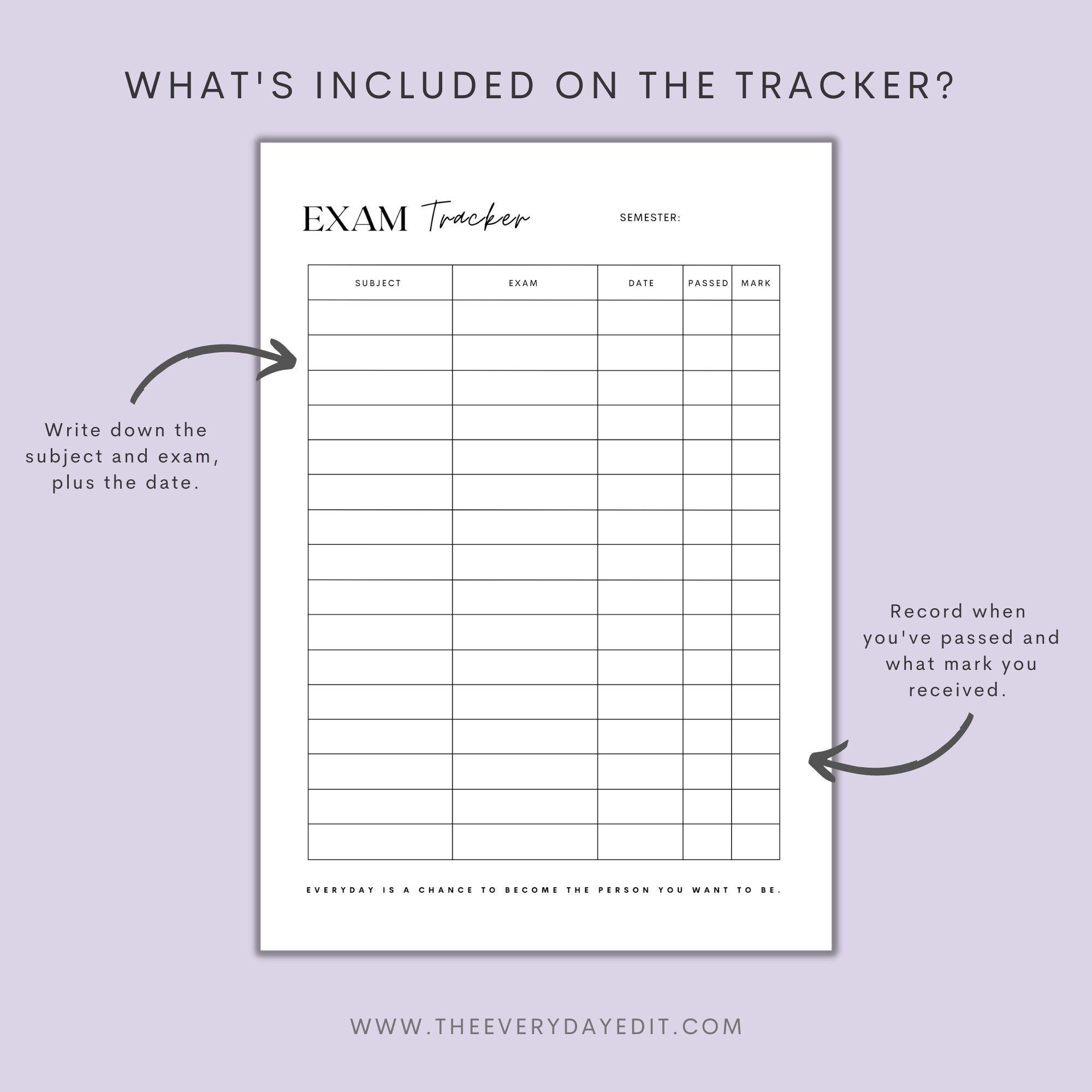 Exam Tracker Printable, Assessment Tracker Sheet, University Planner ...