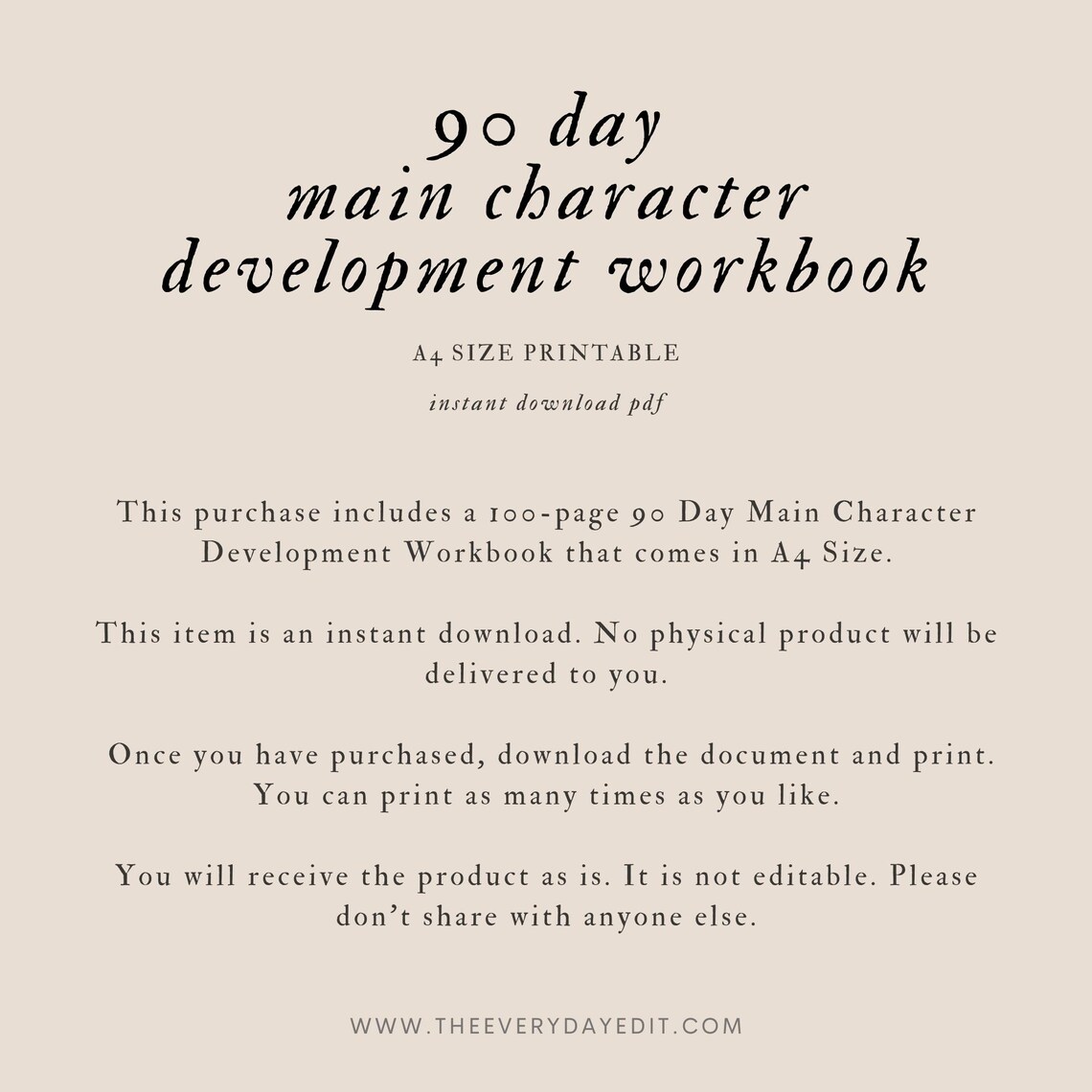 90 Day Main Character Development Workbook Printable, Character Profile ...