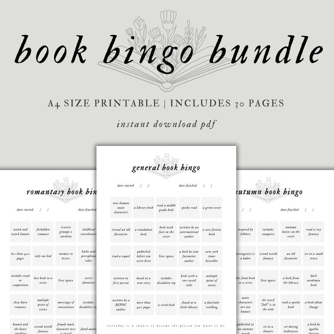 Book Bingo Printable, Book Challenge, Reading Bingo, Reader Bingo ...