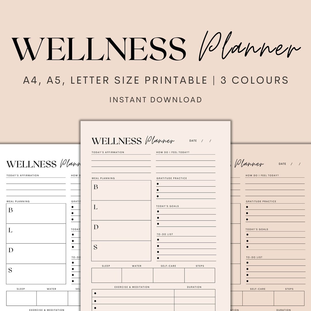 Wellness Planner Printable, Wellness Tracker Printable, Health Planner ...