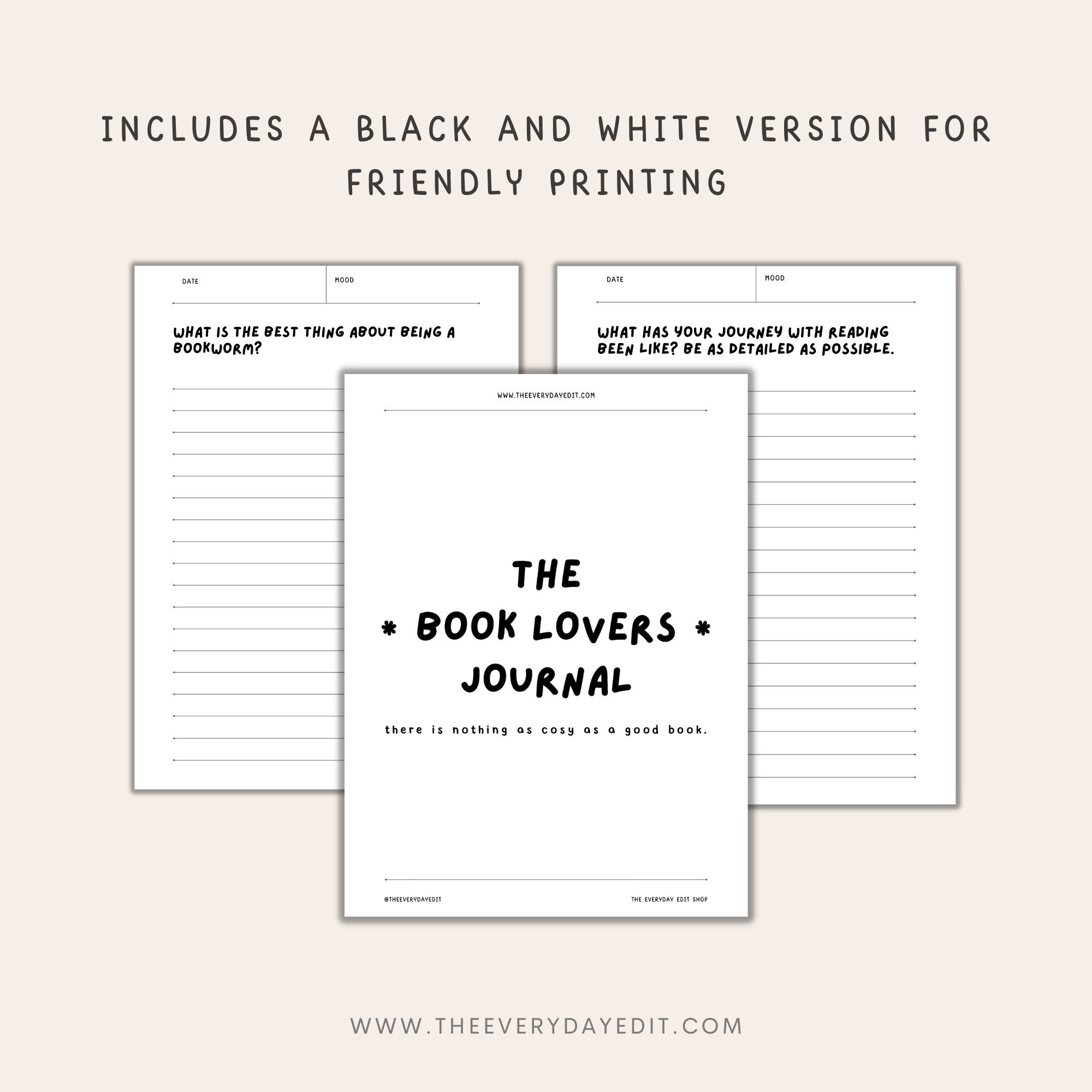Book Lovers Journal Printable, Journal Prompts for Book Lovers ...