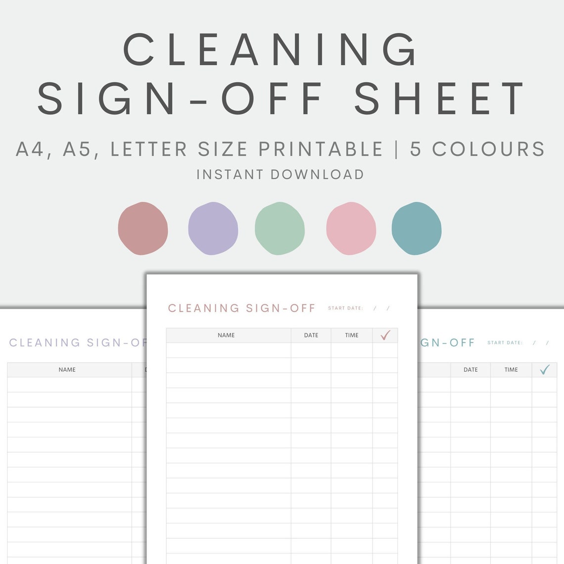 Cleaning Sign-off Sheet Printable, Business Cleaning Printable ...