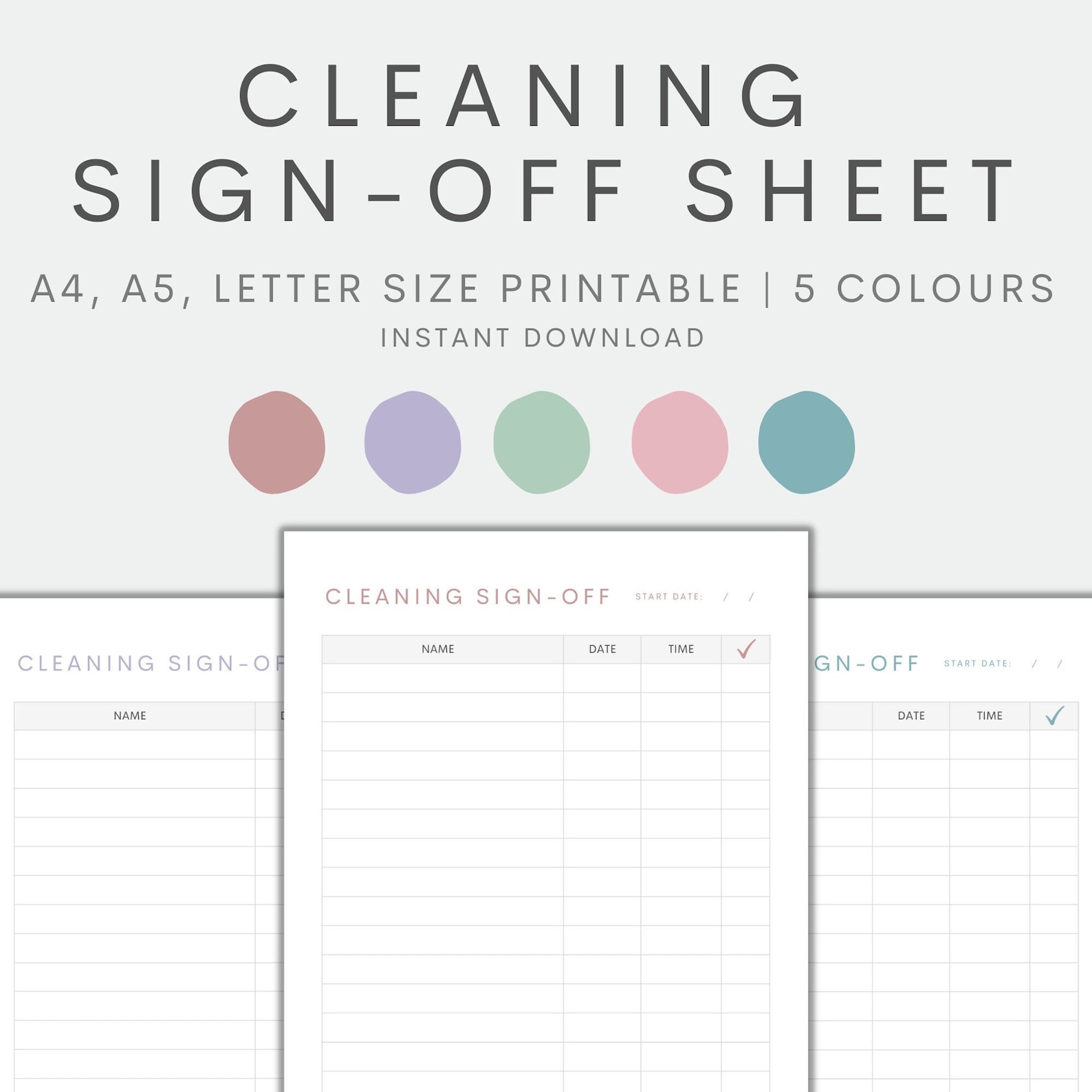 Cleaning Sign-off Sheet Printable, Business Cleaning Printable ...