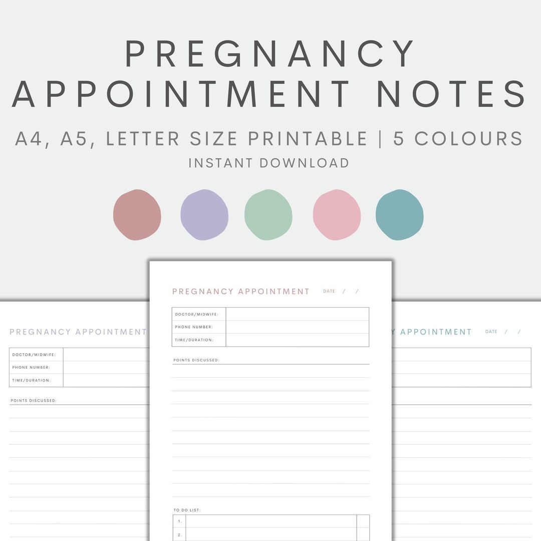 Pregnancy Appointment Notes, Doctor Appointment Tracker, Midwife ...