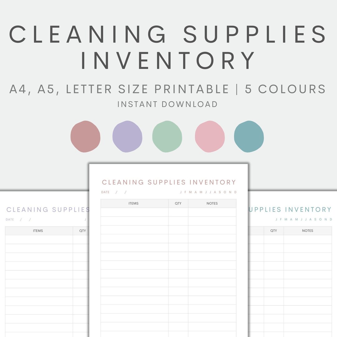 Cleaning Supplies Inventory Printable, Cleaning Inventory Chart ...