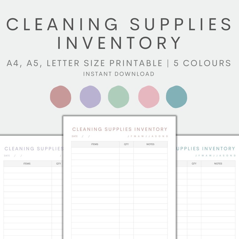 Cleaning Supplies Inventory Printable, Cleaning Inventory Chart ...