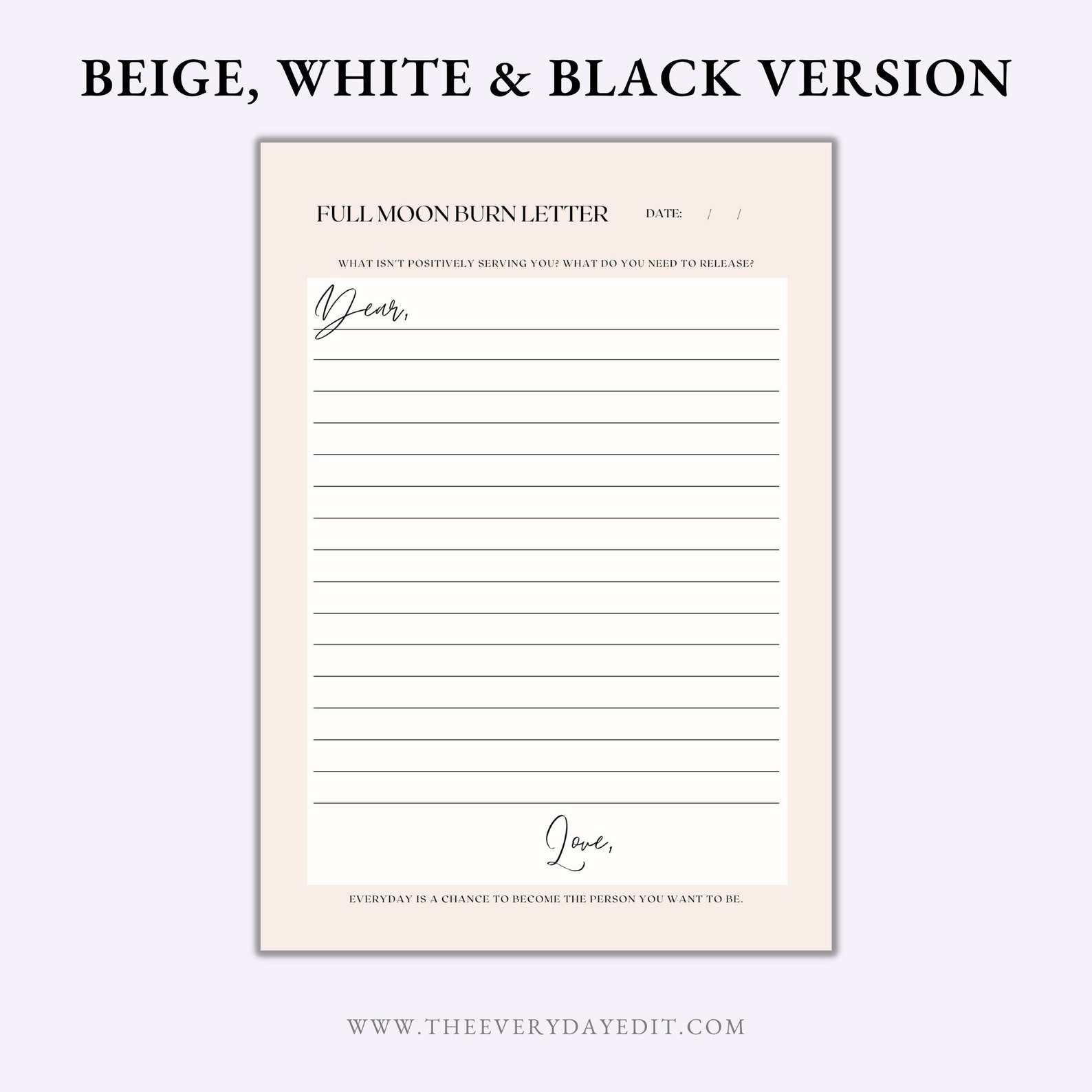 Full Moon Burn Letter Printable Full Moon Ritual Instant - Etsy