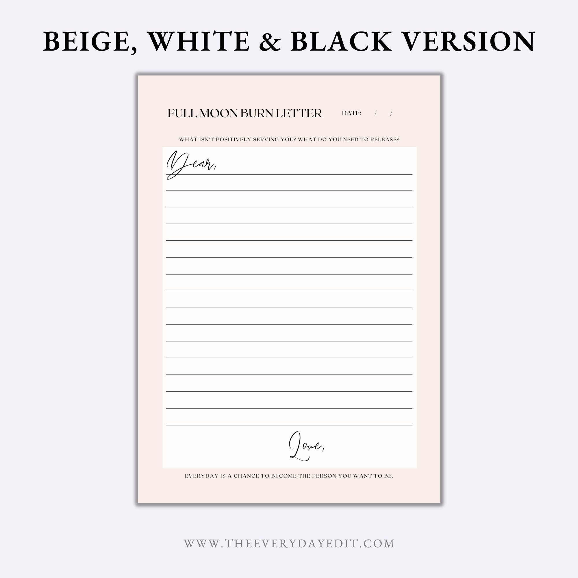 Full Moon Burn Letter Printable, Full Moon Ritual, Instant Download PDF ...