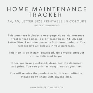 Home Maintenance Tracker Printable, Home Maintenance Log, House Repairs ...